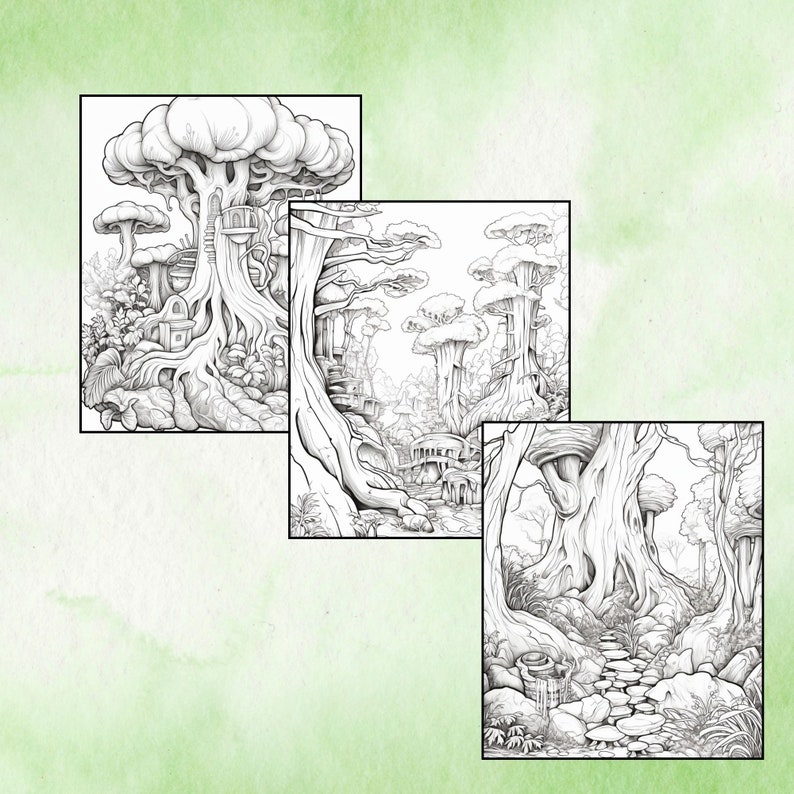 Fantasy Forest Coloring Pages – 100 Magical Scenes (printable PDF) - Etsy