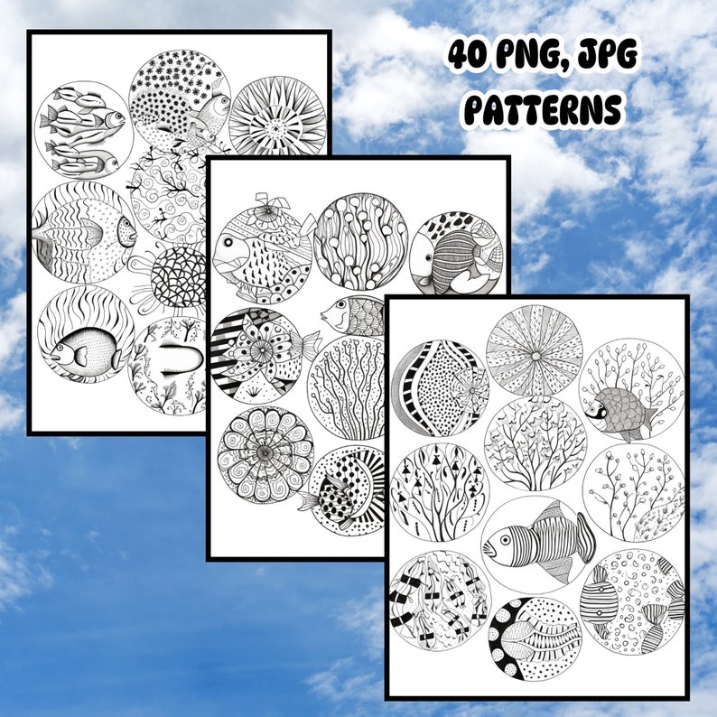 Zentangle Practice Sheets, Ocean Themed Ornaments, Calm Sea Print ...