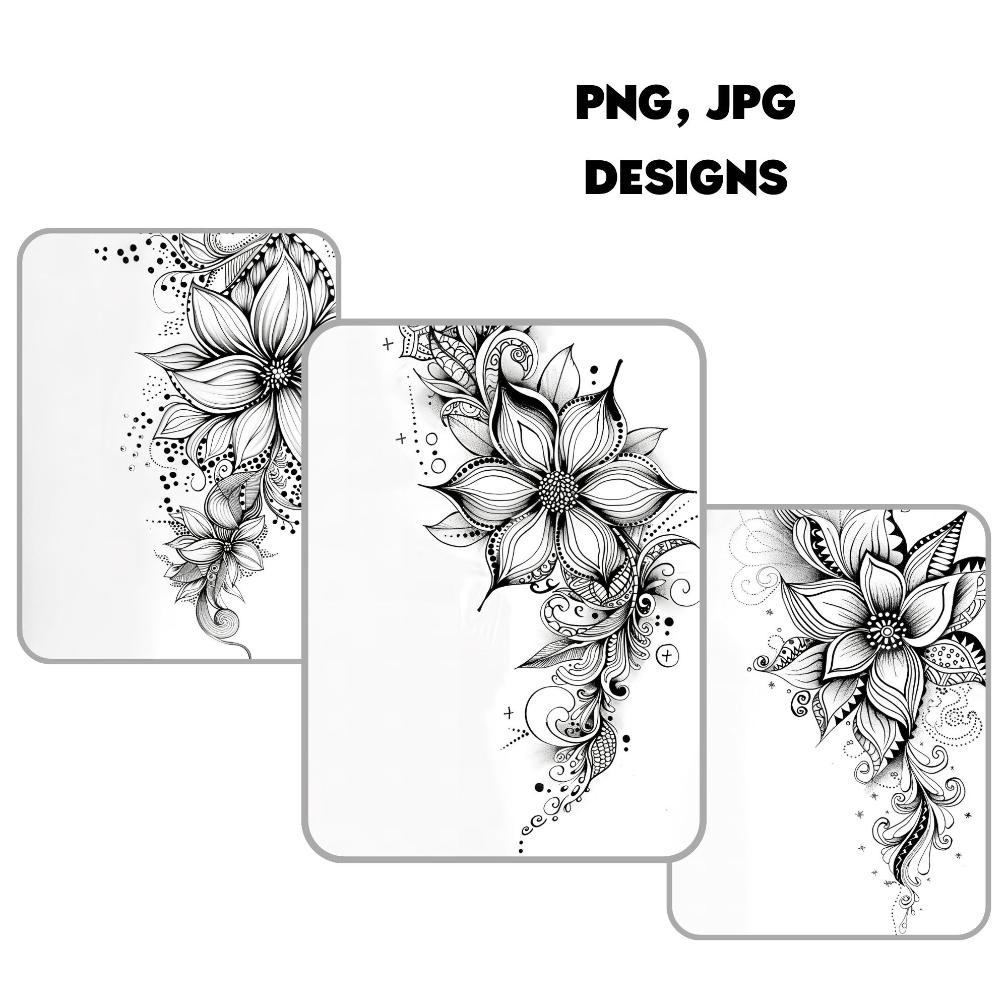 Floral Botanical Zentangle Patterns, Mandala Art for Stress Relief ...