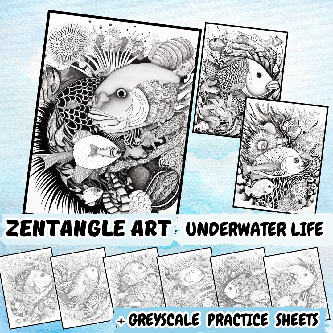 Aquatic Zen: Digital Coloring Sheets for Ocean-inspired Art, Marine ...