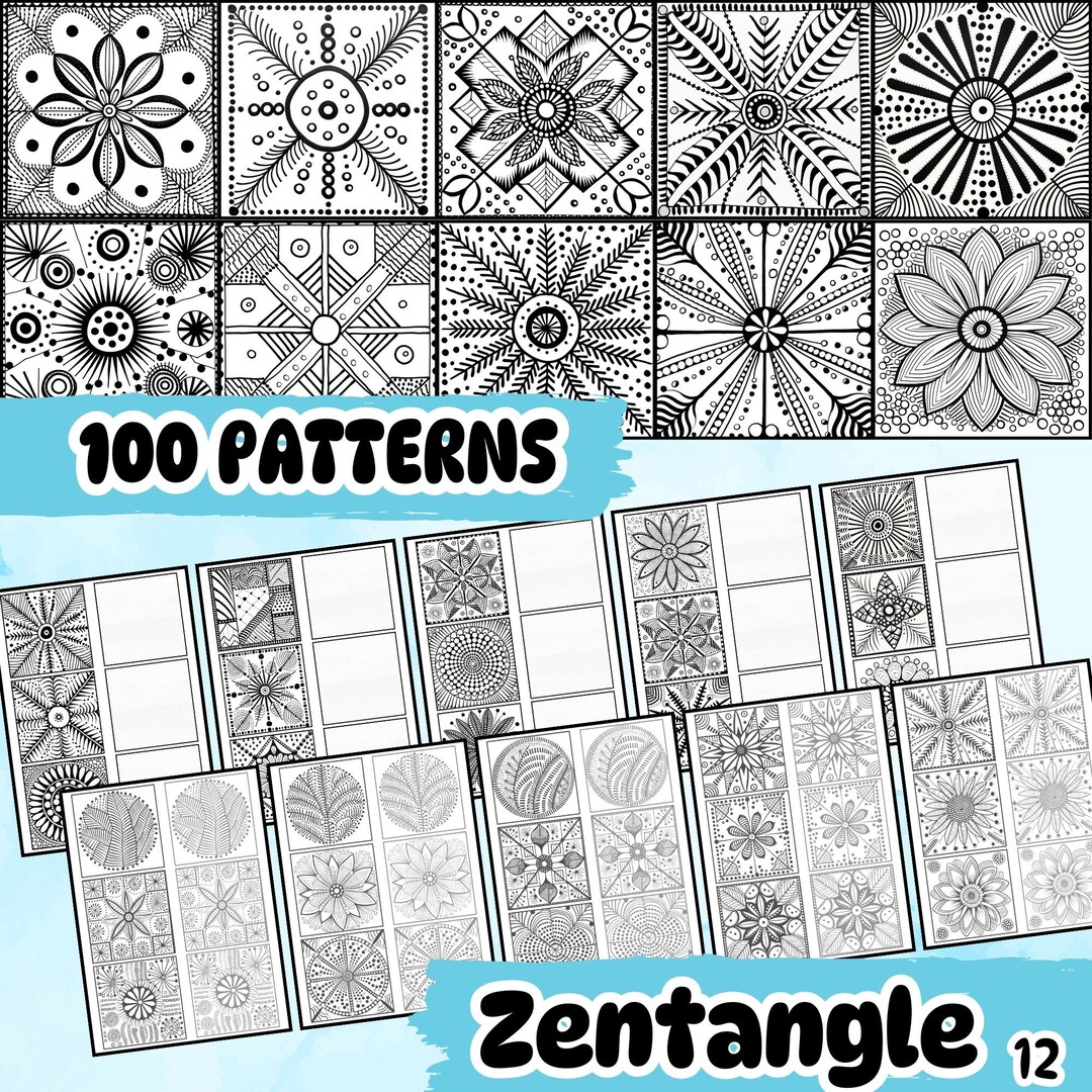 Zentangle Templates, 100 Zentangle Patterns, Tangle Patterns, Drawing ...