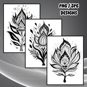 Flame Flower Zentangle Patterns – Botanical Doodle Art, Mindful Drawing ...