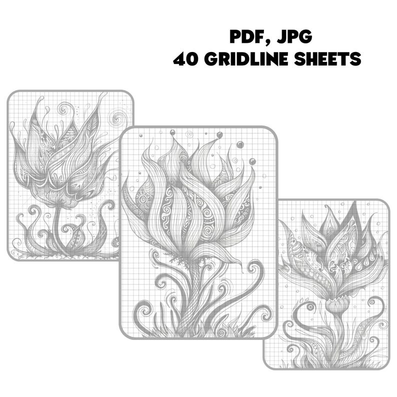 Flame Flower Zentangle Patterns, Tutorials & Worksheets (digital ...
