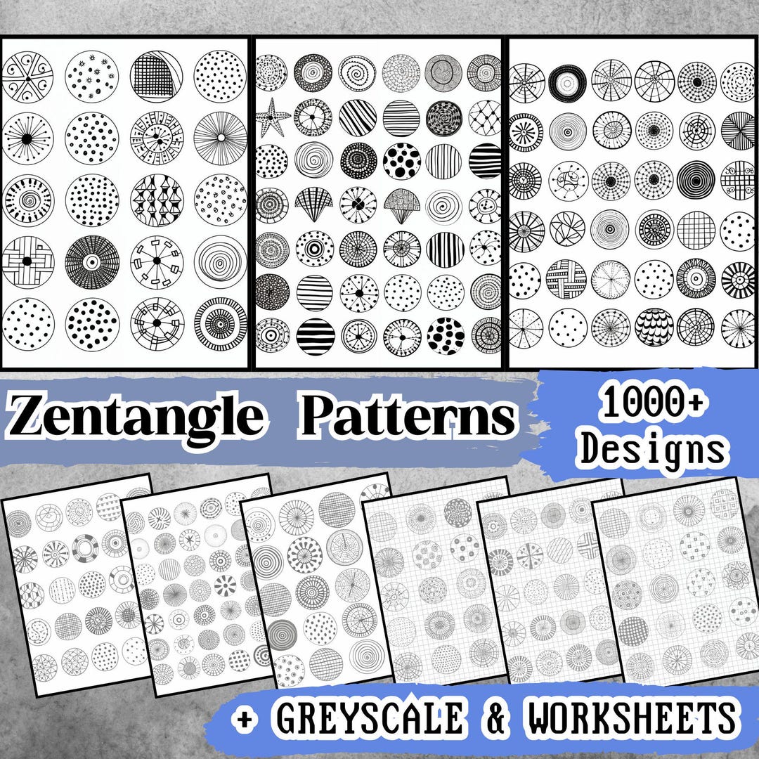 Zentangle Practice Kit: 1000+ Unique Designs, Beginner-friendly Mandala ...
