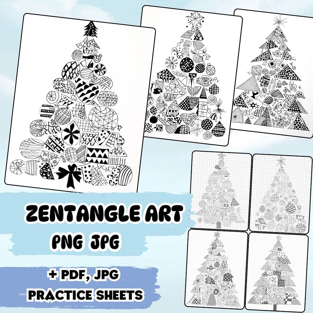 Christmas With Zentangle Patterns: Tree Inspired Art and Doodling ...