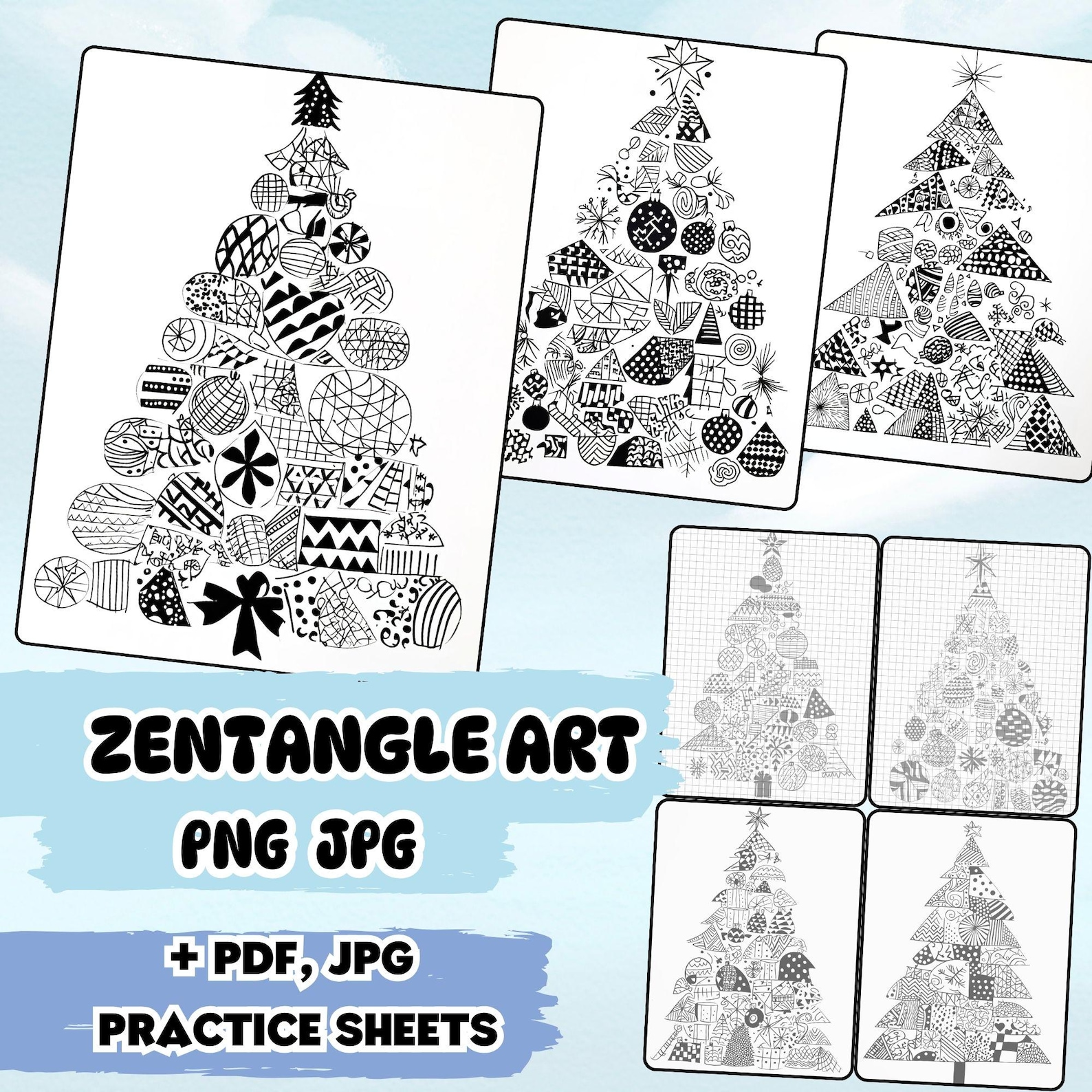Christmas With Zentangle Patterns: Tree Inspired Art and Doodling ...