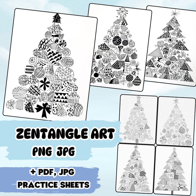 Christmas With Zentangle Patterns: Tree Inspired Art and Doodling ...