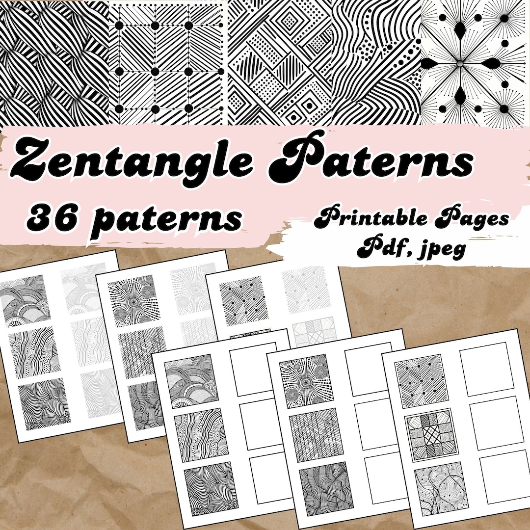 Zentangle Pattern Templates, Zen Doodle Workbook, Patterns Training ...