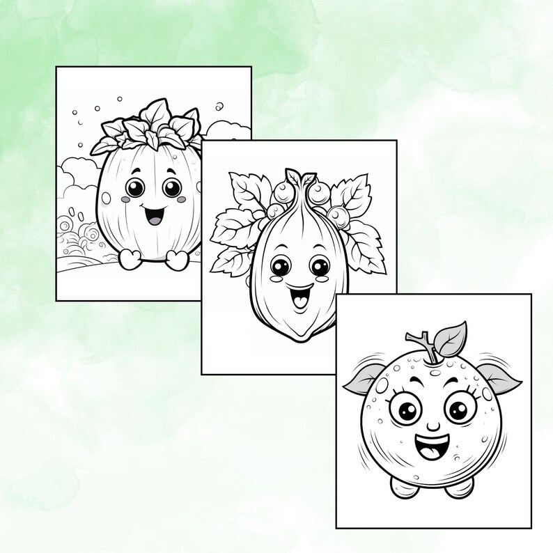 Kawaii Fruit & Veggie Coloring Pages | 40 Cute - Easy Printable Designs ...