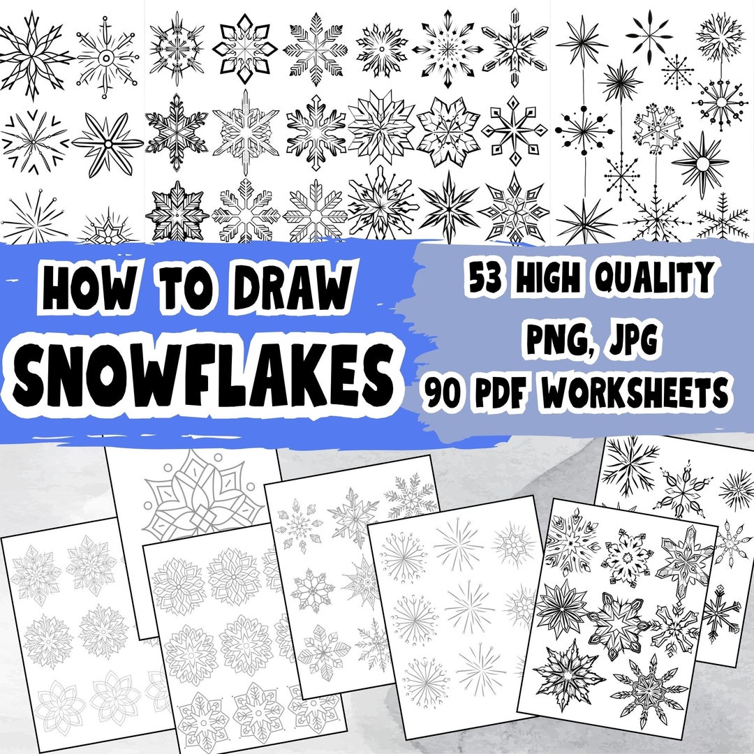 Snowflake Drawing With High-resolution PNG, JPG, and PDF Tutorials ...