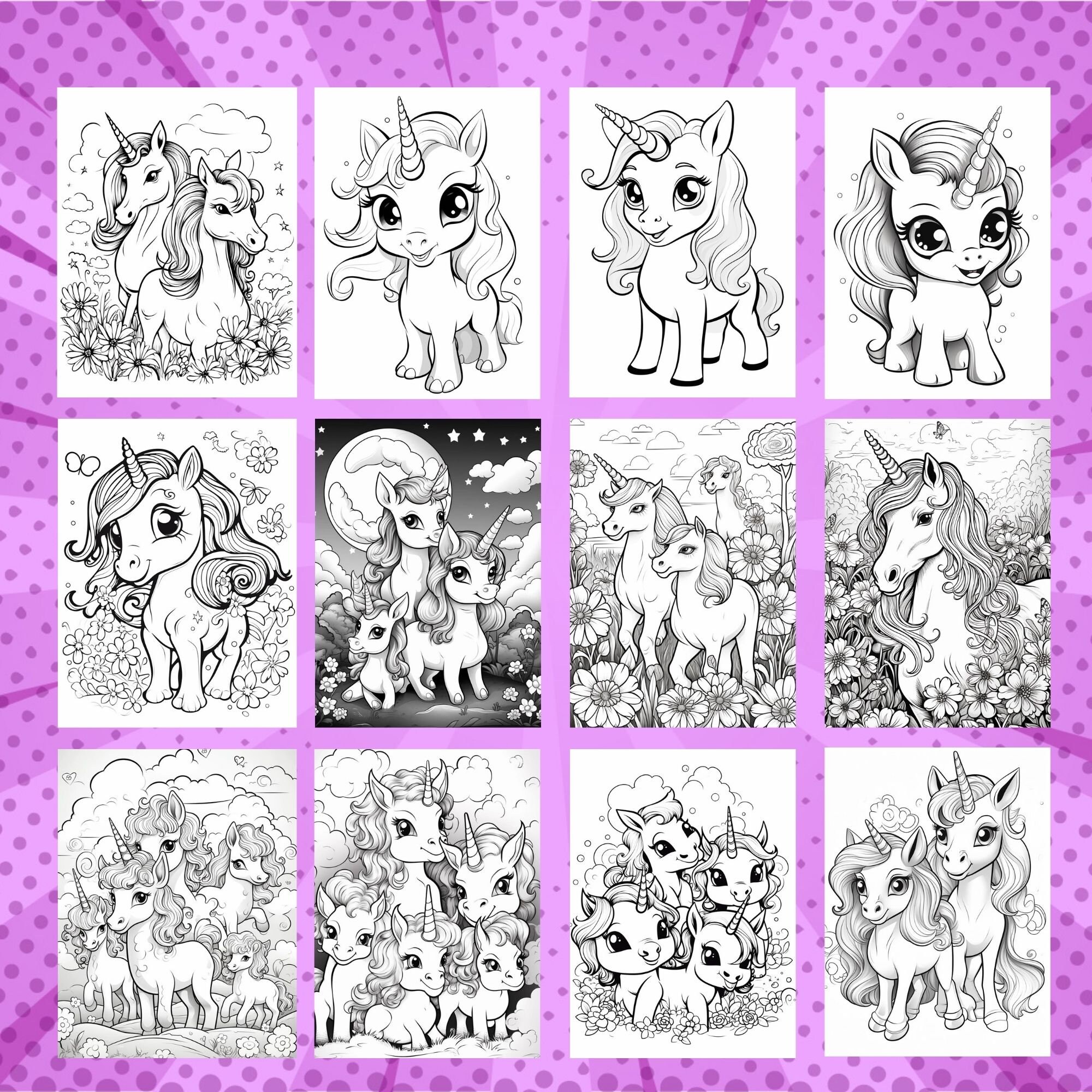 Unicorn Coloring Pages to Print, Whimsical Illustrations, Fantasy Diy ...