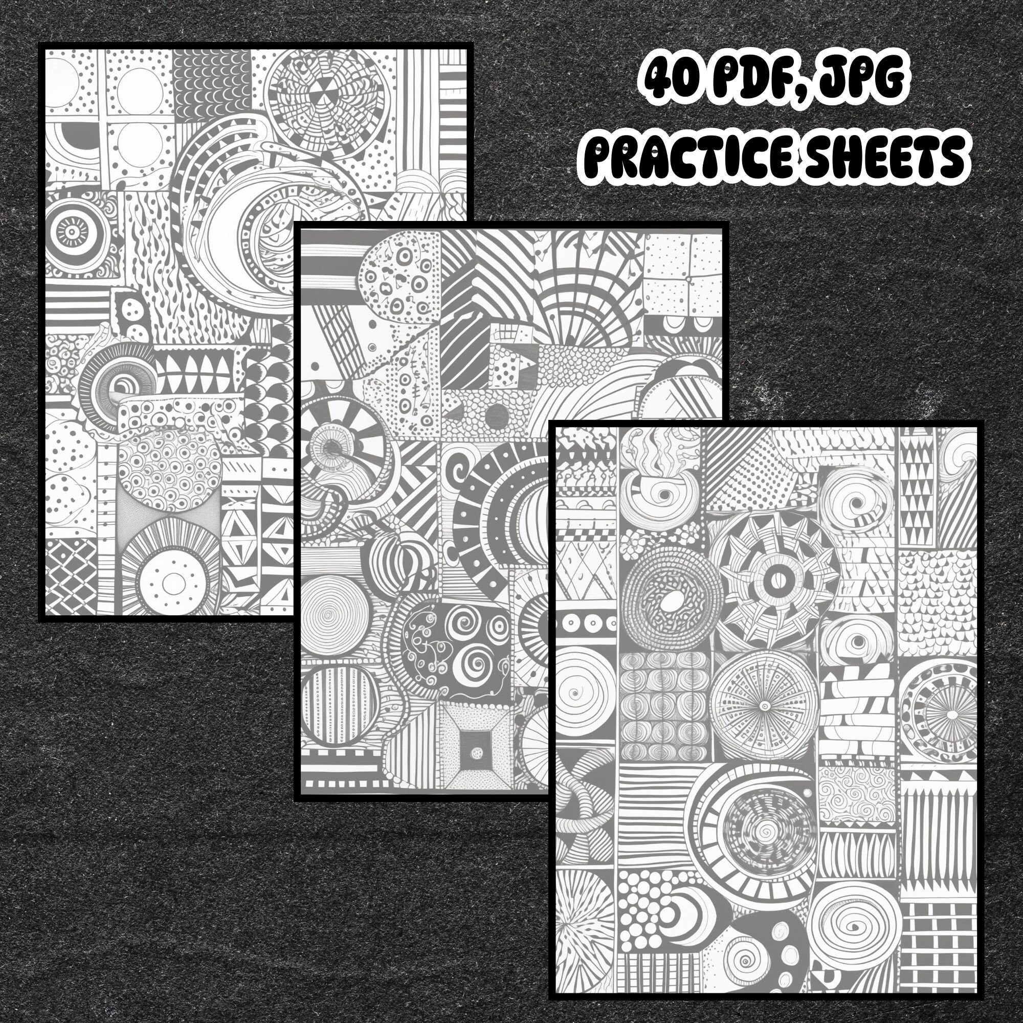 Zentangle Art, Zentangle Practice Sheets, Zen Pattern Templates ...
