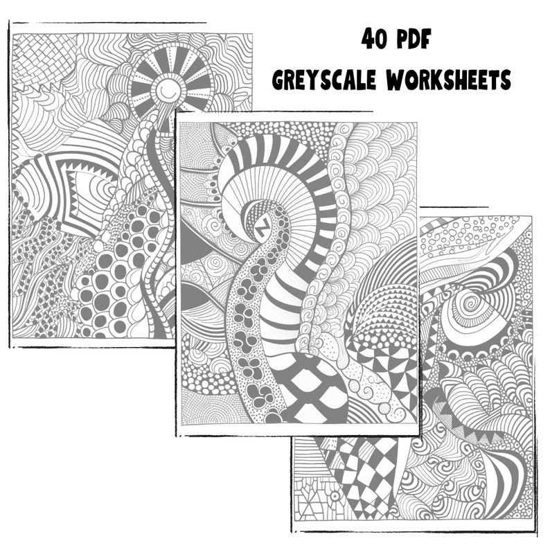 Printable Zentangle Art Worksheets | Stress Relief Patterns (PDF, PNG ...