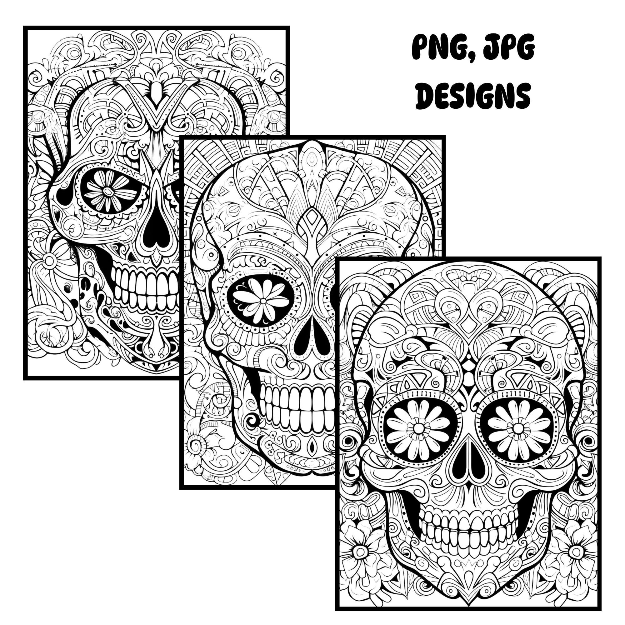 Halloween Skull Zentangle Patterns – PDF + PNG Files | Intricate ...