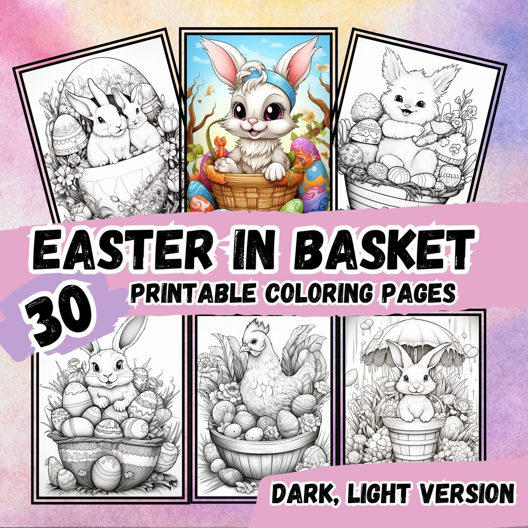Delightful Easter Coloring Book for Kids, Basket of Bunnies, Chicks ...
