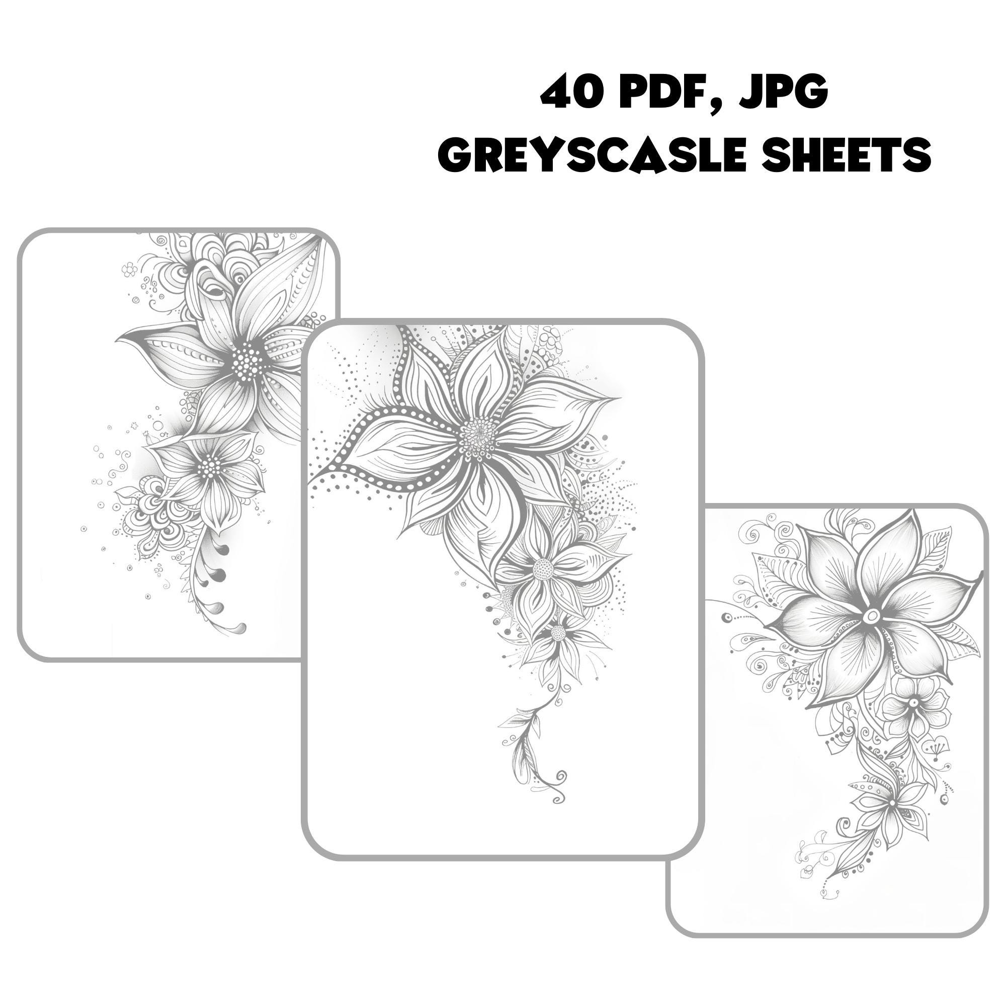 Floral Botanical Zentangle Patterns, Mandala Art for Stress Relief ...