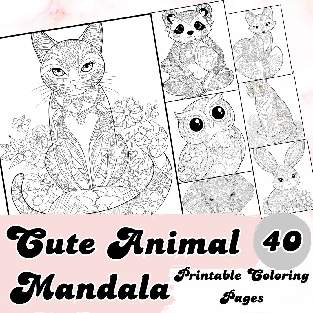 Delightful Animal Mandala Coloring Book, Explore the World of Cute ...