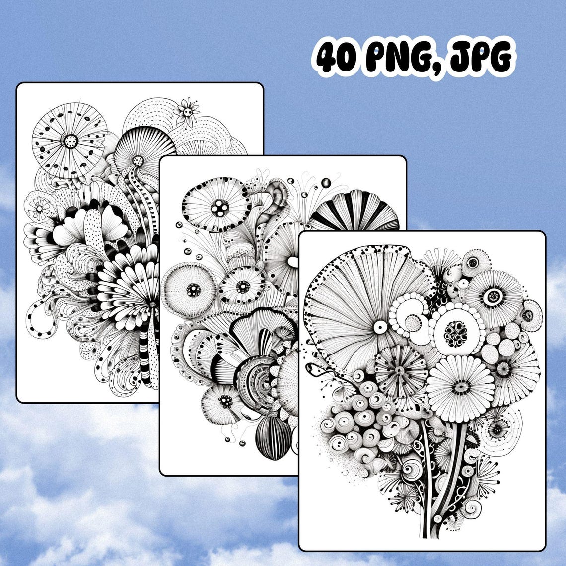 1000+ Botanical Zentangle Designs: Tutorials & Worksheets (PDF, PNG) - Etsy