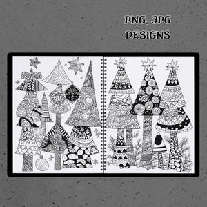 Creative Festive Tree Art Zen Doodle Worksheets for Mindful Relaxation ...