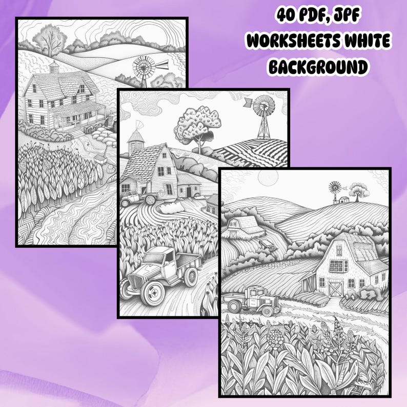 Zentangle Farmhouse Coloring Pages, Zentangle Patterns (PDF PNG) - Etsy