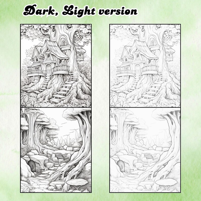 Fantasy Forest Coloring Pages – 100 Magical Scenes (printable PDF) - Etsy