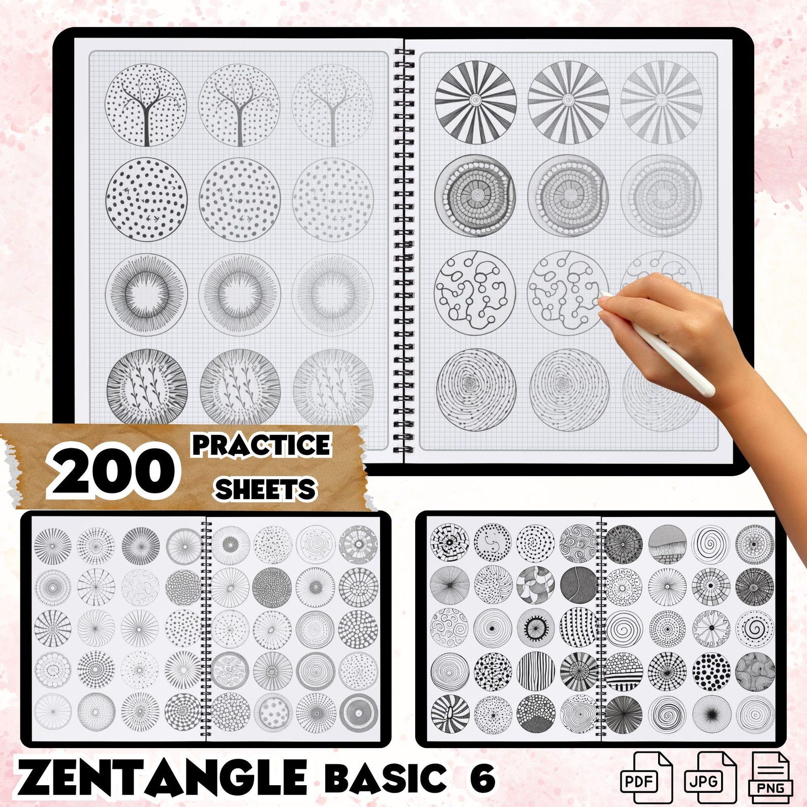 Zentangle Practice Sheets, Mandala Worksheets, Zentangle Patterns ...