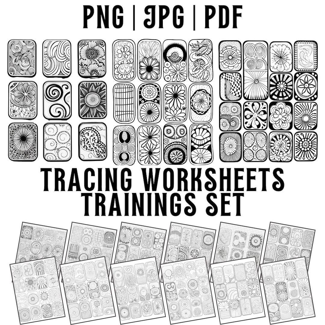 Zen Doodle Drawing Sheets Bundle – Printable Zentangle Art Templates ...