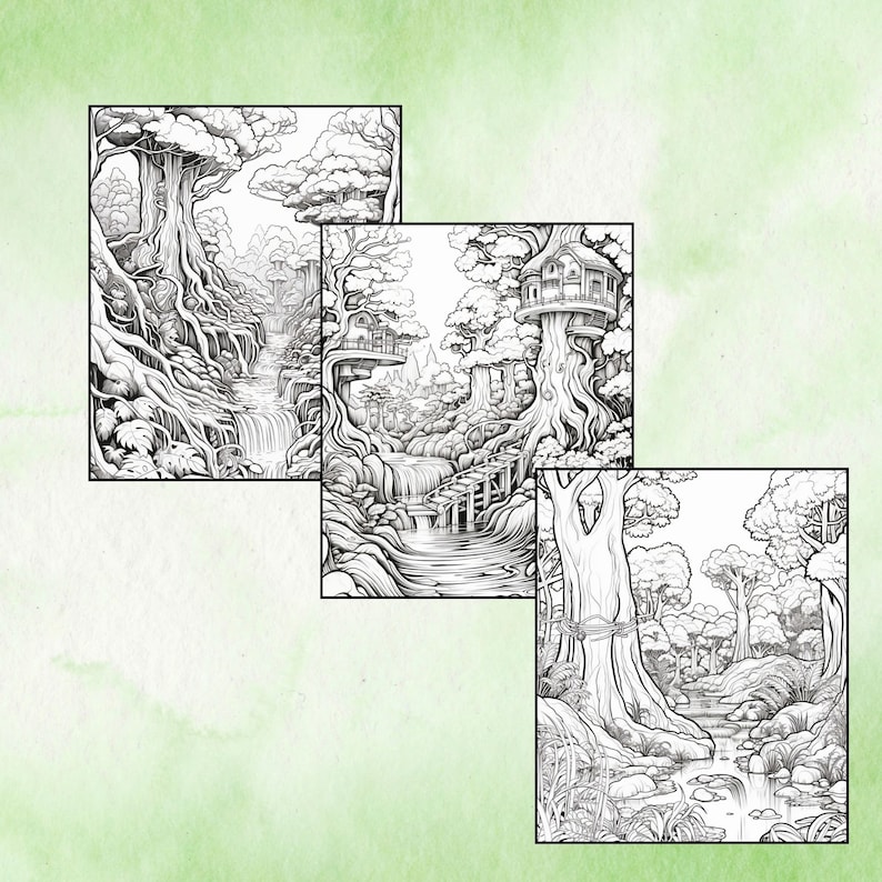 Fantasy Forest Coloring Pages – 100 Magical Scenes (printable PDF) - Etsy