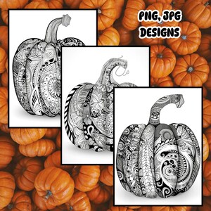 Zentangle Pumpkin Designs: Halloween PNG, Step-by-step Tutorials ...