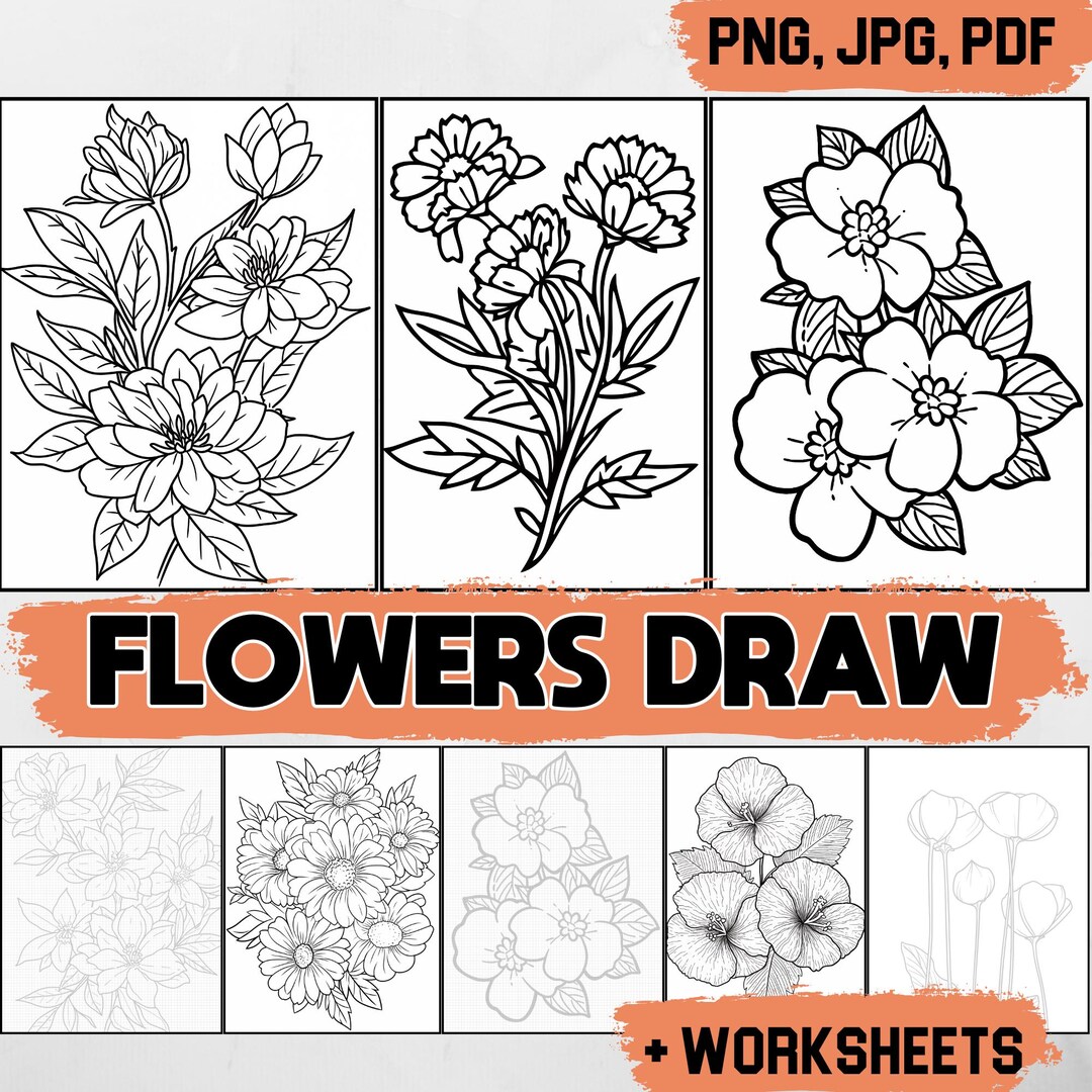 Blooming Beginners: Floral Drawing Techniques Bundle With PDF & PNG ...