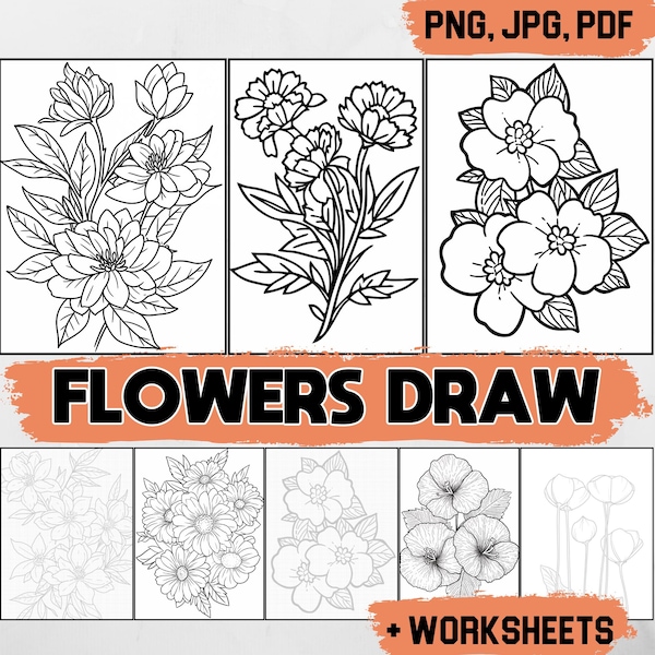 Flower Drawing - Etsy