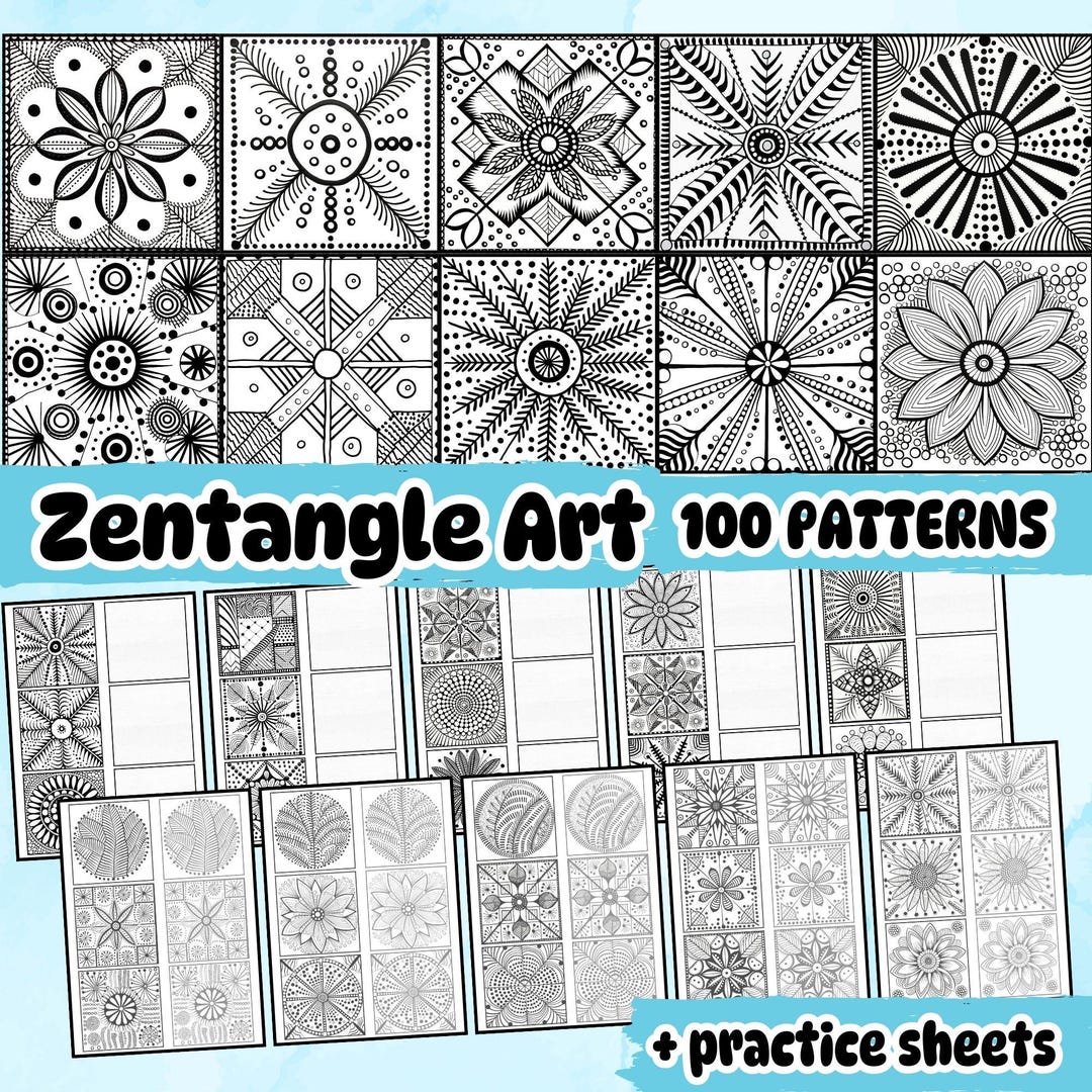 Zentangle Templates, 100 Doodle Patterns, Pattern Drawing Guide, How to ...