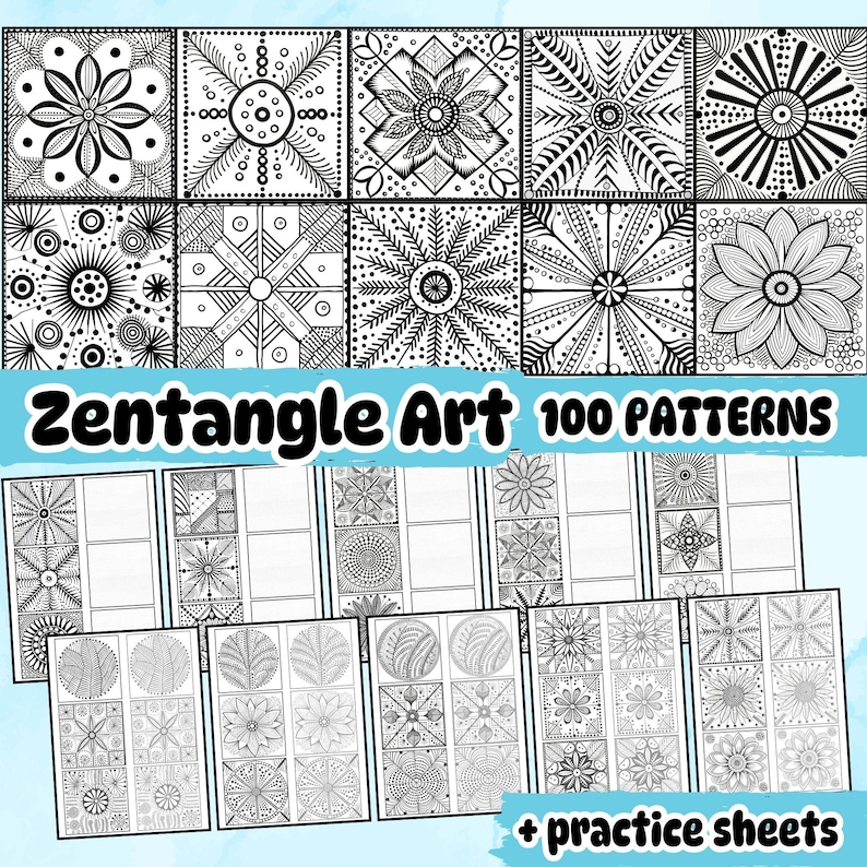 Zentangle Templates, 100 Doodle Patterns, Pattern Drawing Guide, How to ...