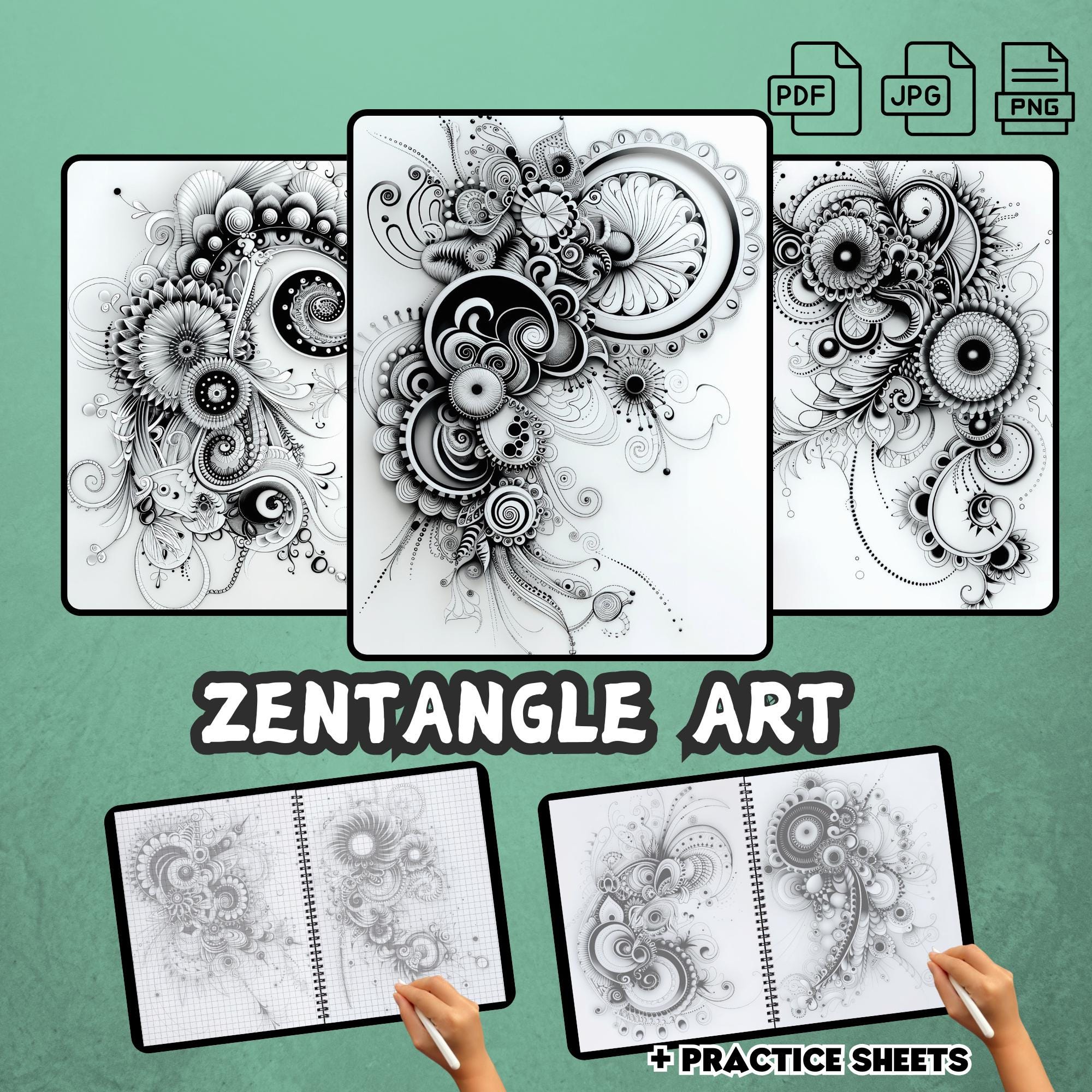 Traceable Zentangle Doodles, Abstract Coloring Book (digital Download ...