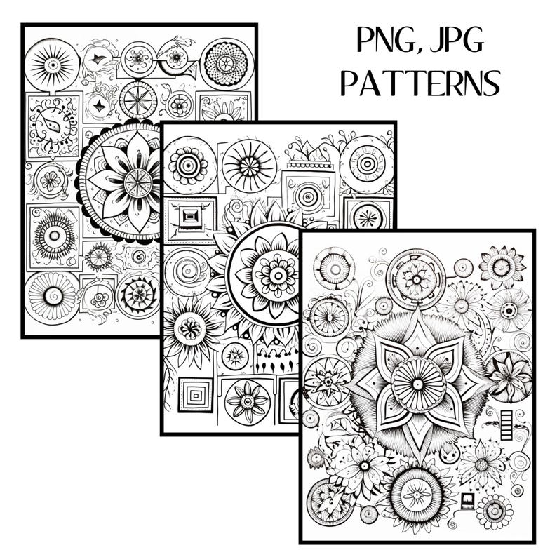 Ornament Patterns PDF Workbook - Zentangle & Mandala Art, Geometric Practice Sheets, Anti-stress ...