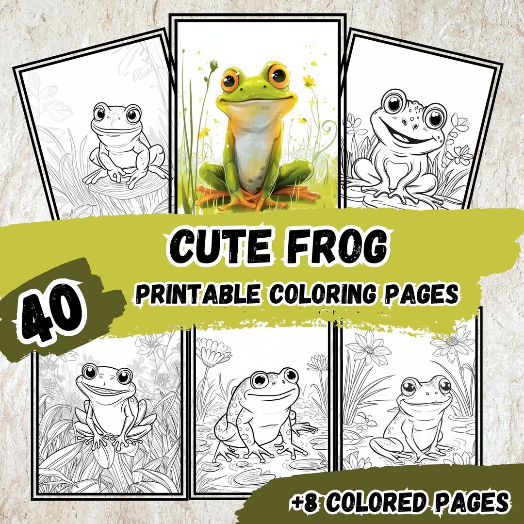 Adorable Frog Coloring Pages for Kids, Calming Coloring Book ...