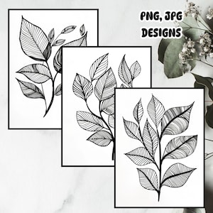 Zentangle Leaves Patterns, Large Leaves, Nature Prints, Ornaments Set ...