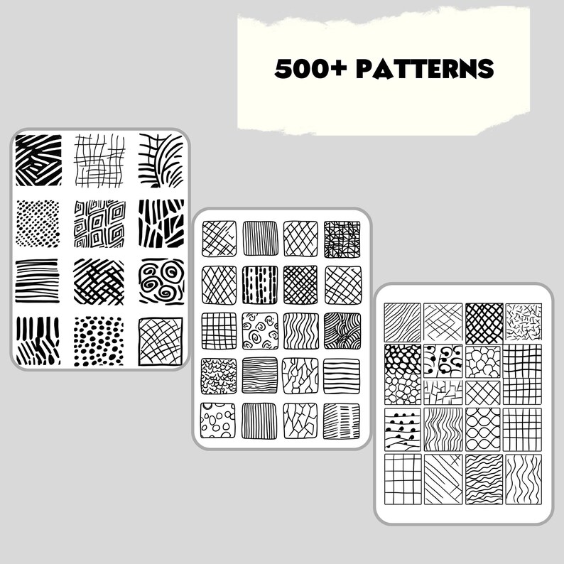 Zentangle Line Patterns, Beginner Zentangle Practice Sheets, 500+ Patterns, Training Workbook ...