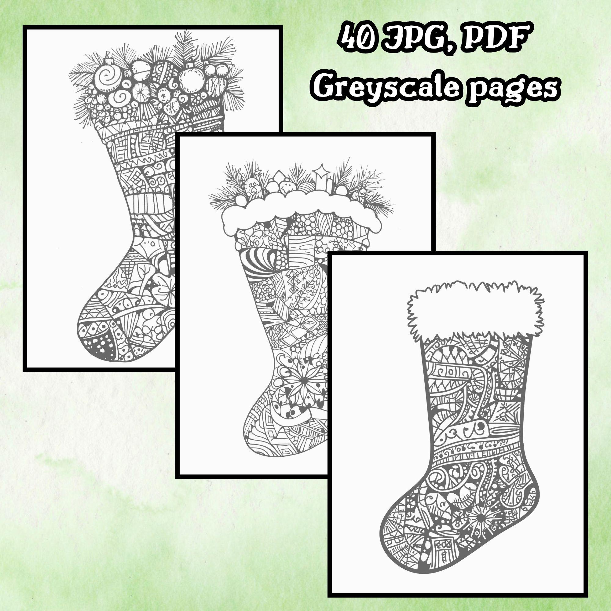 Christmas Stocking Zentangle Coloring Pages, Holiday Ornaments (digital ...