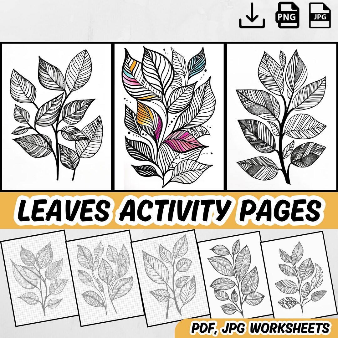 Activity Book, Nature Patterns - Printable Leaf Designs, Adult Coloring ...