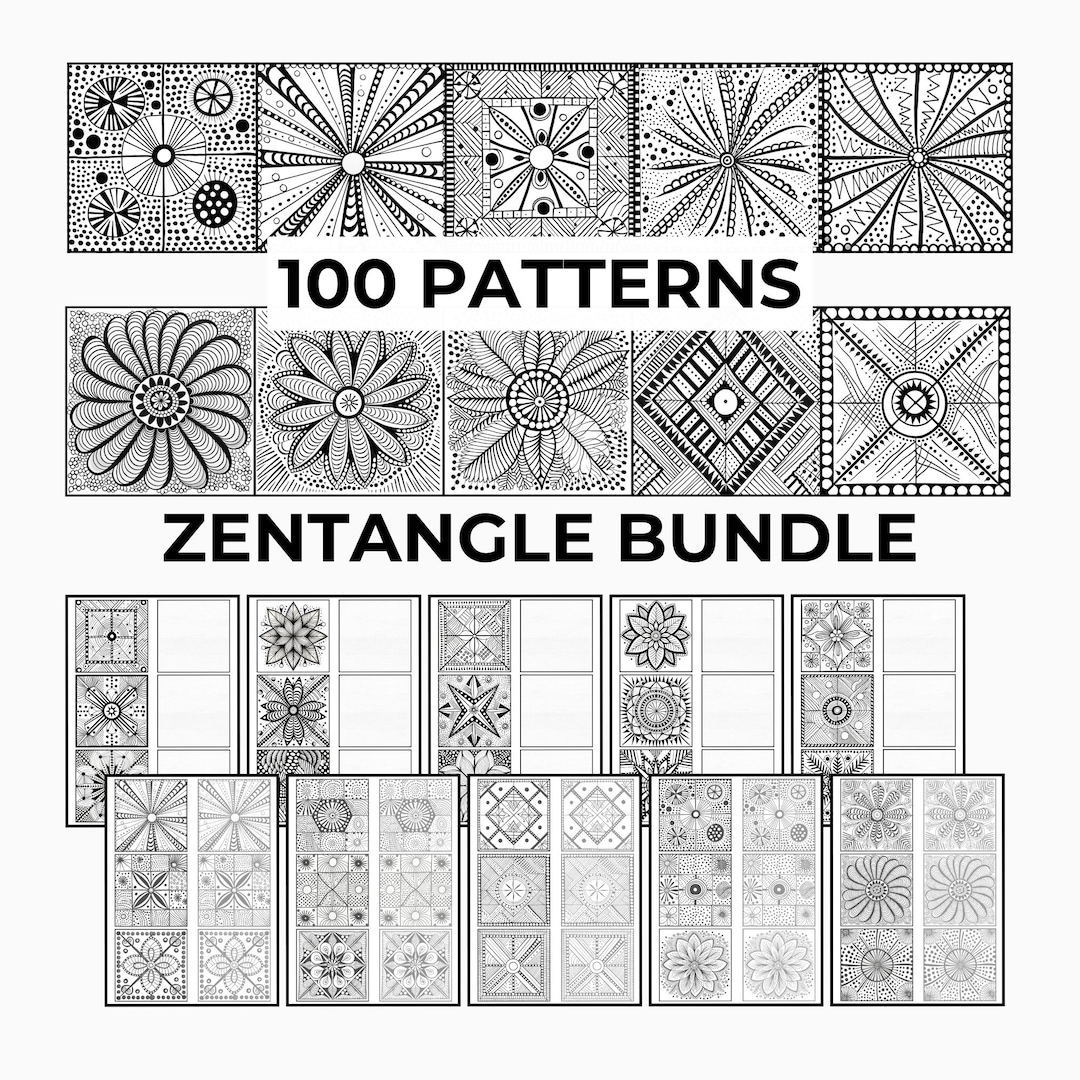 Zentangle Patterns for Beginners: Doodle Art Workbook & Calligraphy ...