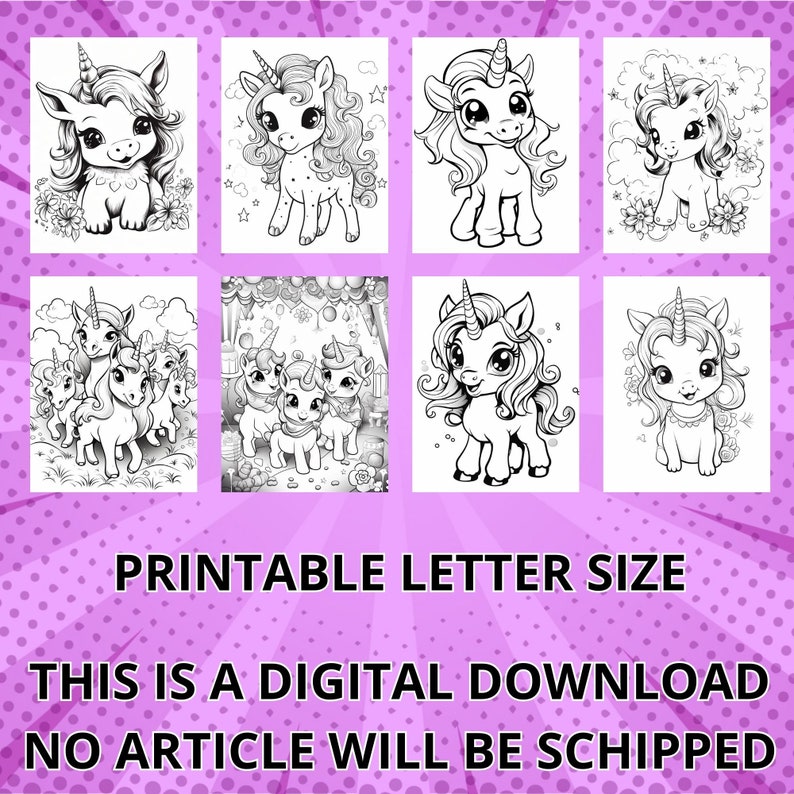 Unicorn Coloring Pages to Print, Whimsical Illustrations, Fantasy Diy ...