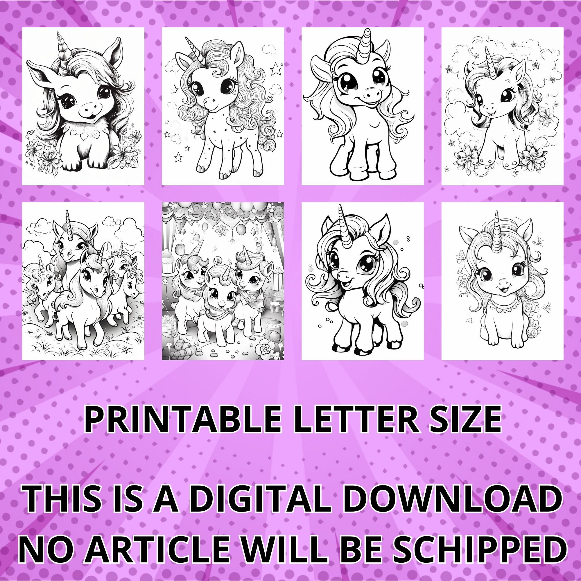 Unicorn Coloring Pages to Print, Whimsical Illustrations, Fantasy Diy ...