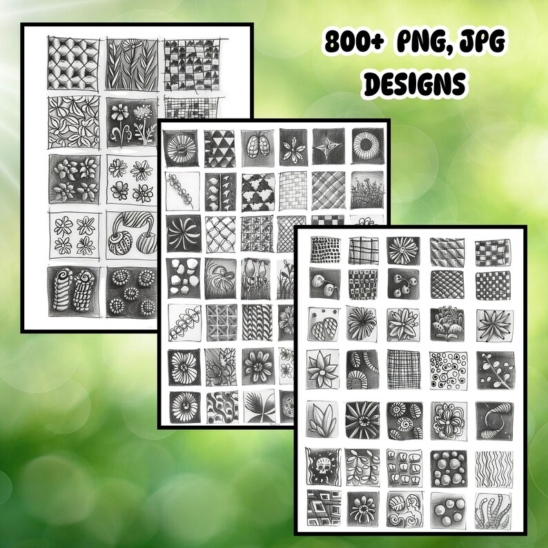 Zentangle Pattern Worksheets: 800+ Designs for Mindful Doodling (PDF ...