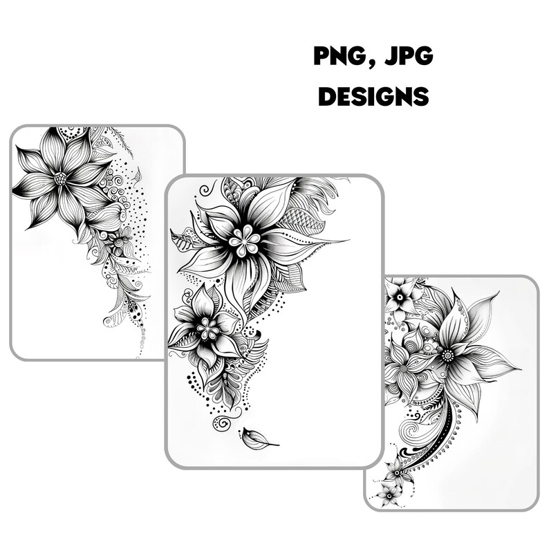 Floral Botanical Zentangle Patterns, Mandala Art for Stress Relief ...