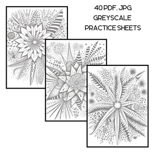 Botanical Zentangle Art Kit – Floral Zen Drawing Workbook | Greyscale ...