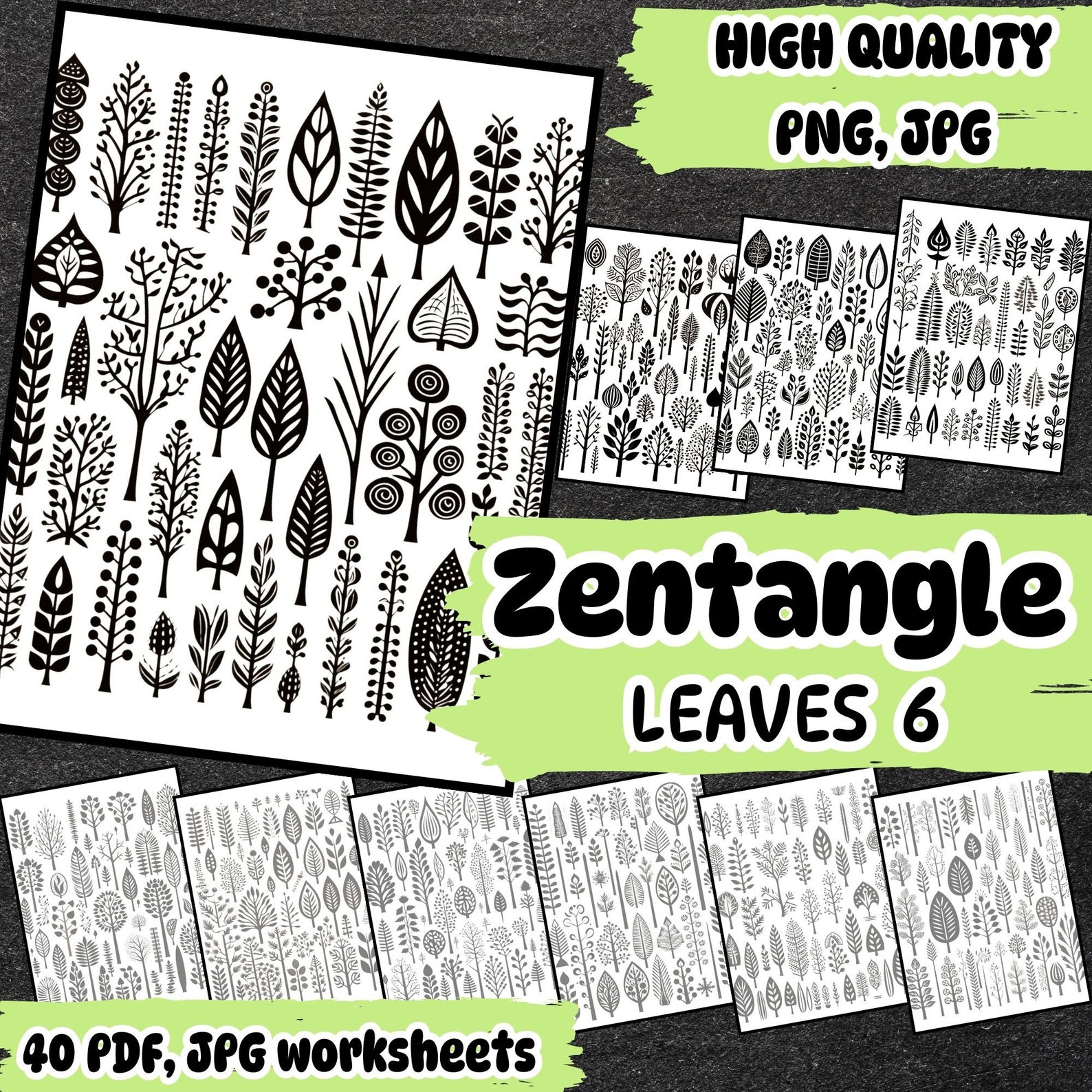 Zentangle Practice Sheets, Leaf Patterns, Leaves Designs, Extensive ...