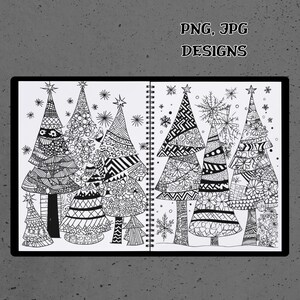 Creative Festive Tree Art Zen Doodle Worksheets for Mindful Relaxation ...