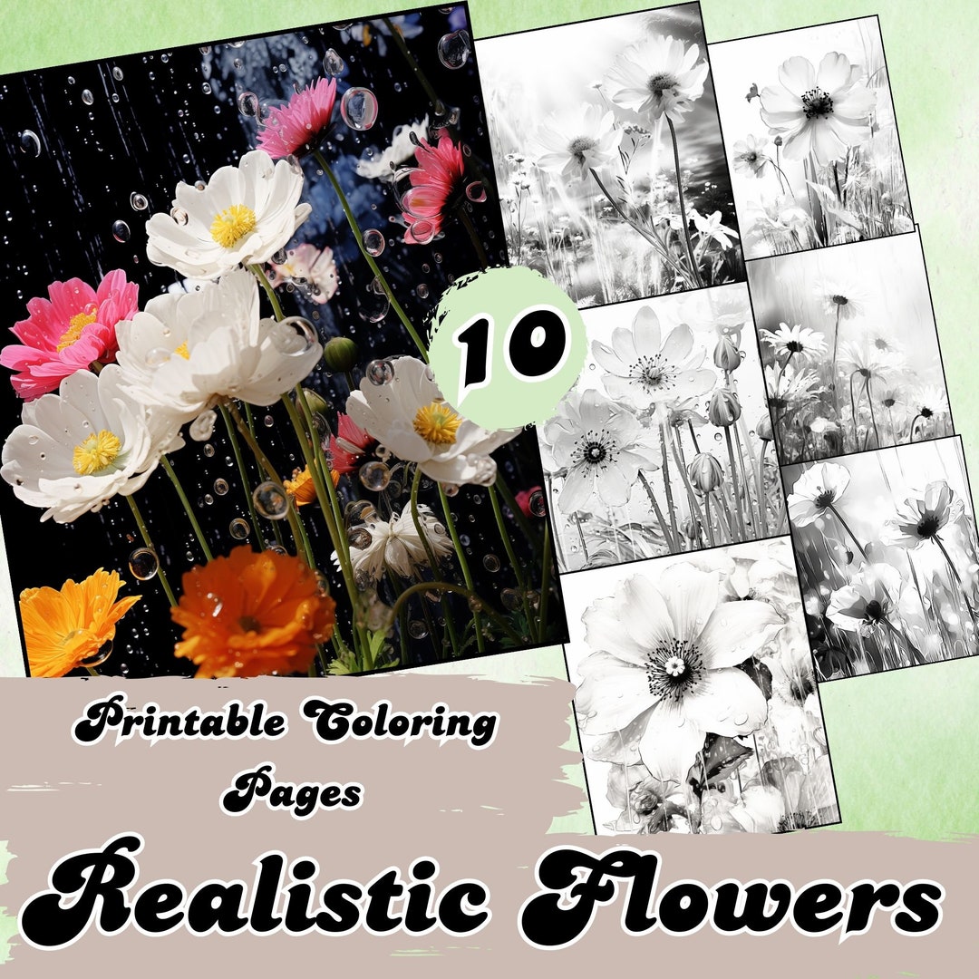 Realistic Flower Coloring Pages – Printable Botanical Art for Adults ...
