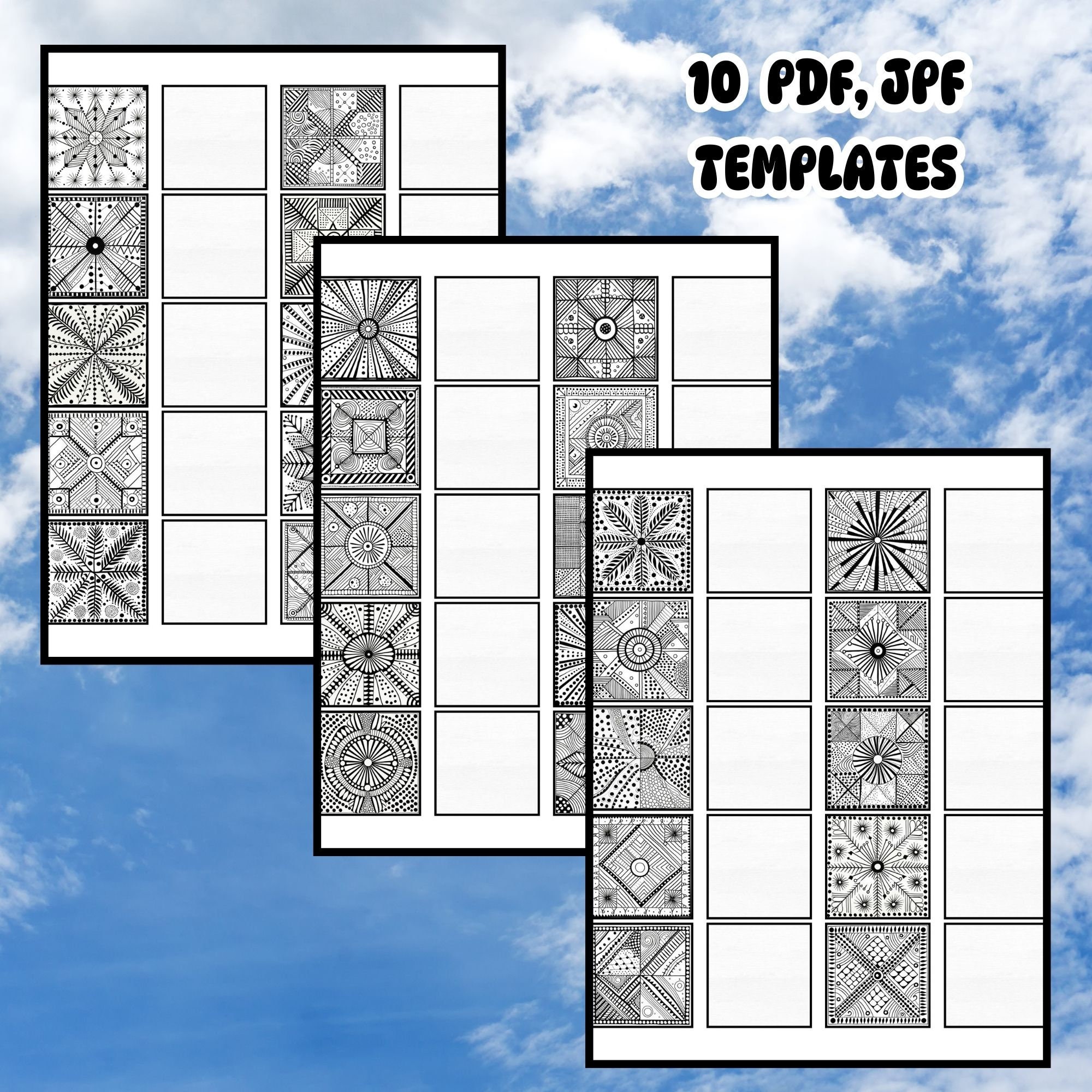 Zentangle Templates, Zentangle Worksheet, How to Draw, Anti Stress ...